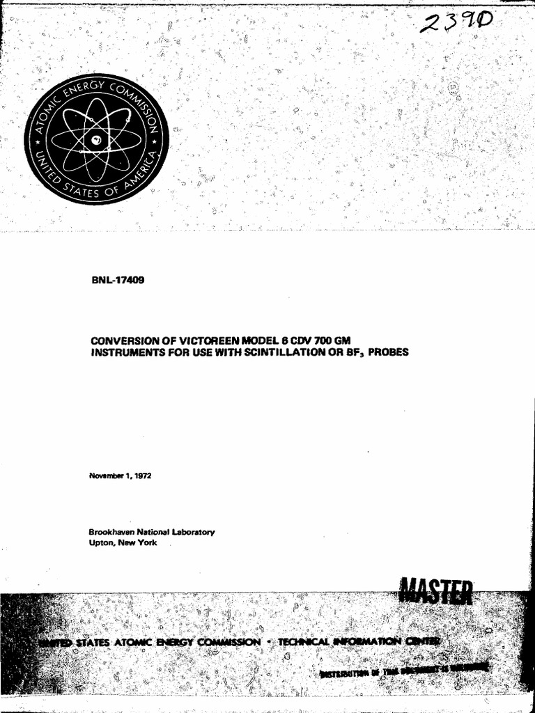 BNL-17409 CONVERSION OF VICTOREEN MODEL 6 CDV For Scintillation Probes ...