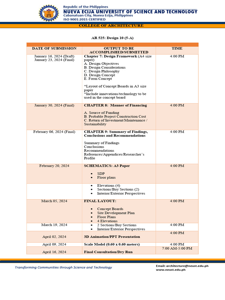 Design 10 Calendar of Activities 23 24 | PDF | Thesis