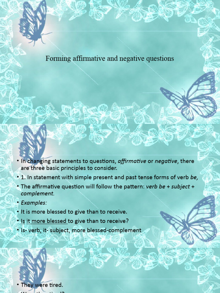 Forming Affirmative and Negative Questions | PDF | Verb | Question