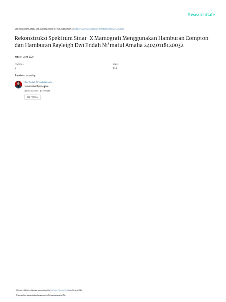 Rekonstruksi Spektrum Sinar-X Mamografi Menggunakan Hamburan Compton ...