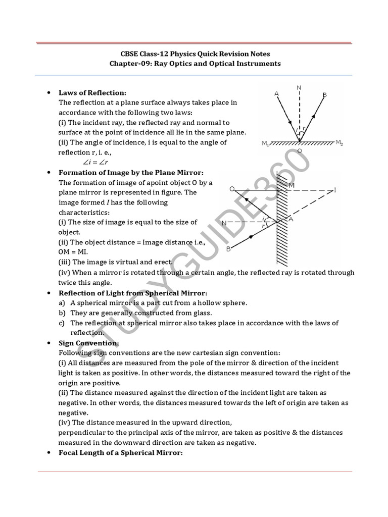CLASS 12 - Physics - Notes - ch09 - Rayoptics - and - Optical ...