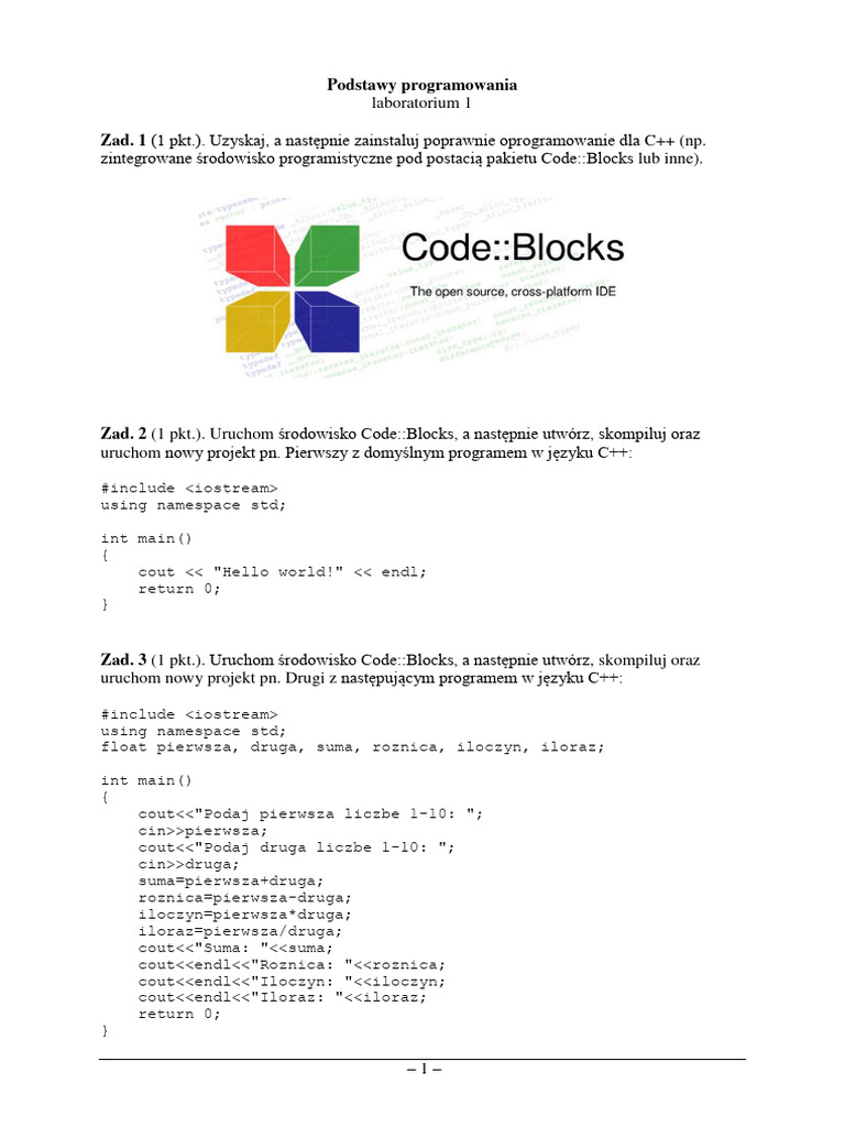 Laboratorium1 Nowe | PDF
