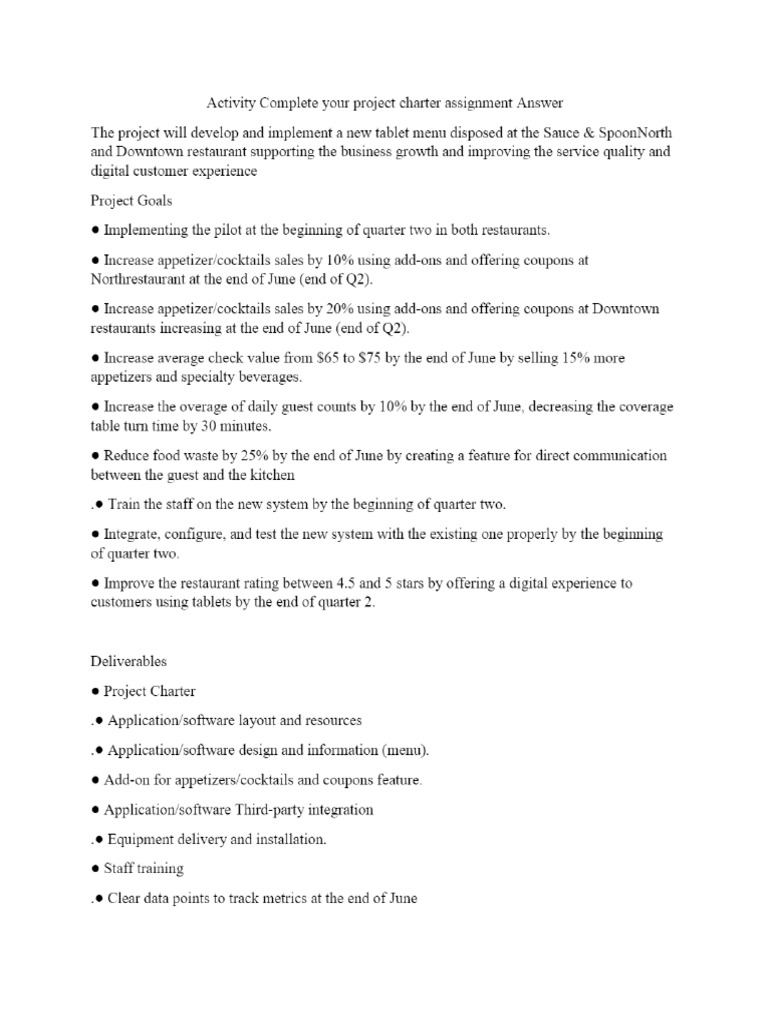 Activity For Creating A Project Charter | PDF