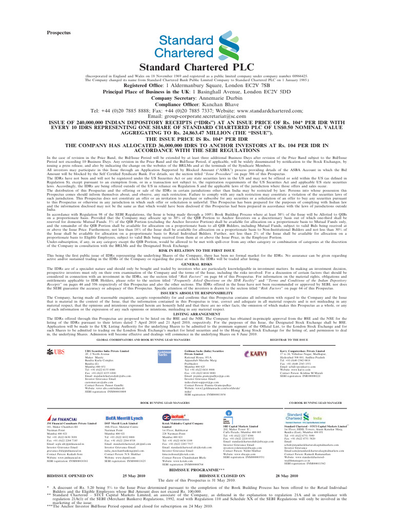 Standard Chartered Final | PDF | Securities (Finance) | Securities Act Of 1933
