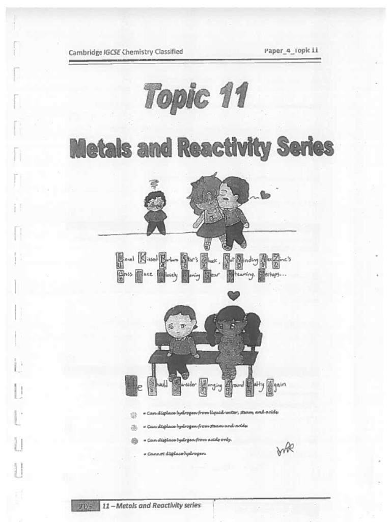 11 - (IGCSE Classified Chemistry 0620 Paper 4) Reactivity Series ... 11 - (IGCSE Classified Chemistry 0620 Paper 4) Reactivity Series ...