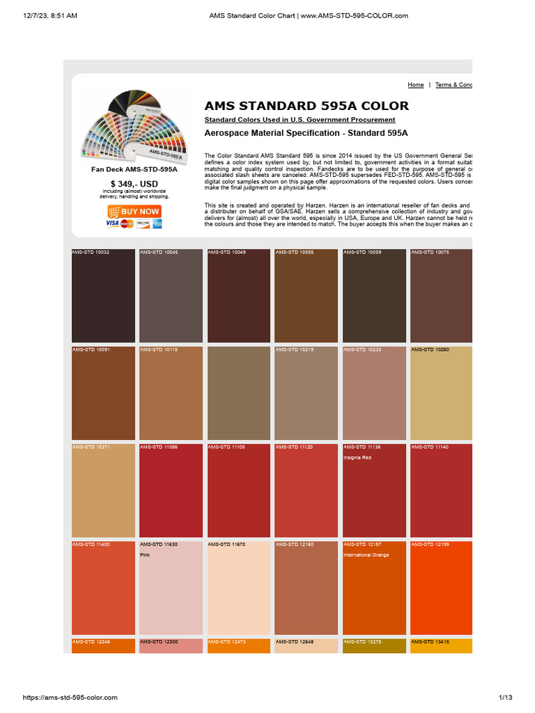 AMS Standard 595 Color Chart Guide | PDF | Brown | Green