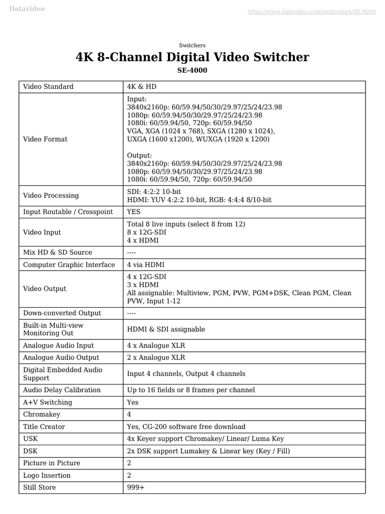 (Spec) Se-4000 | PDF | Hdmi | Computer Engineering