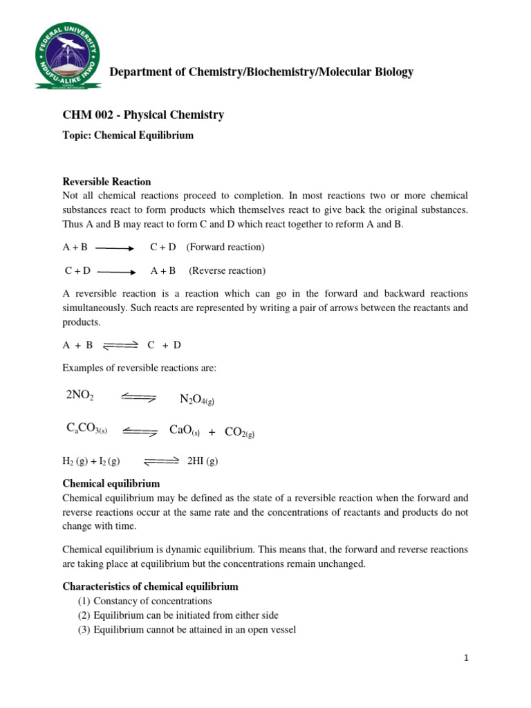 Chemical Equilibrium Overview for JEE | PDF | Chemical Equilibrium | Solubility
