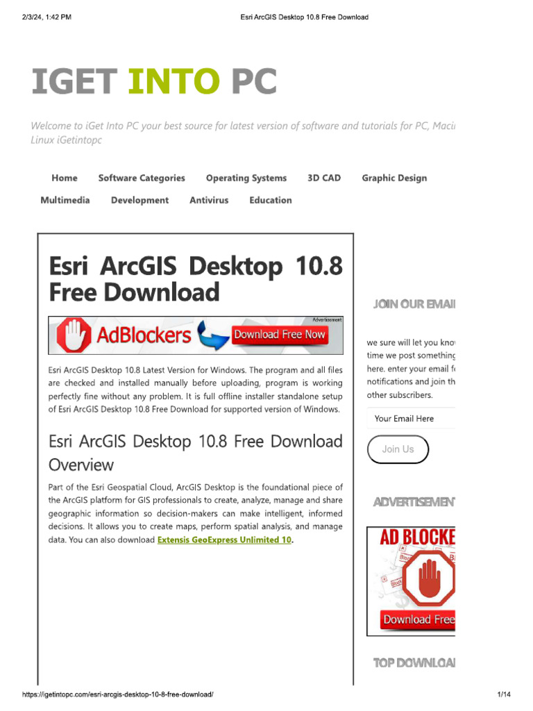 Esri ArcGIS Desktop 10.8 | PDF | Geographical Technology | Computing
