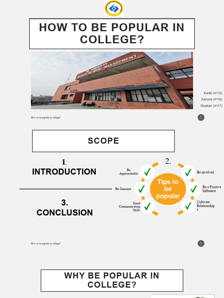 How To Be Popular in College | PDF | Interpersonal Relationships ...