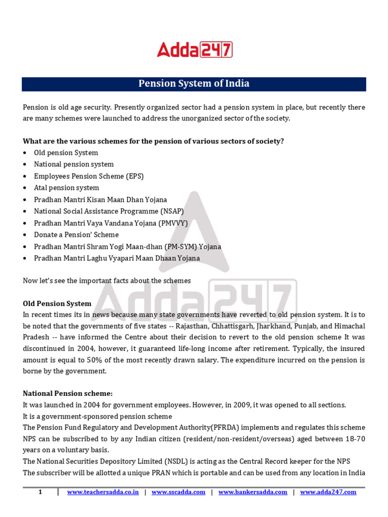 Pension System of India | Download Free PDF | Social Programs | Government