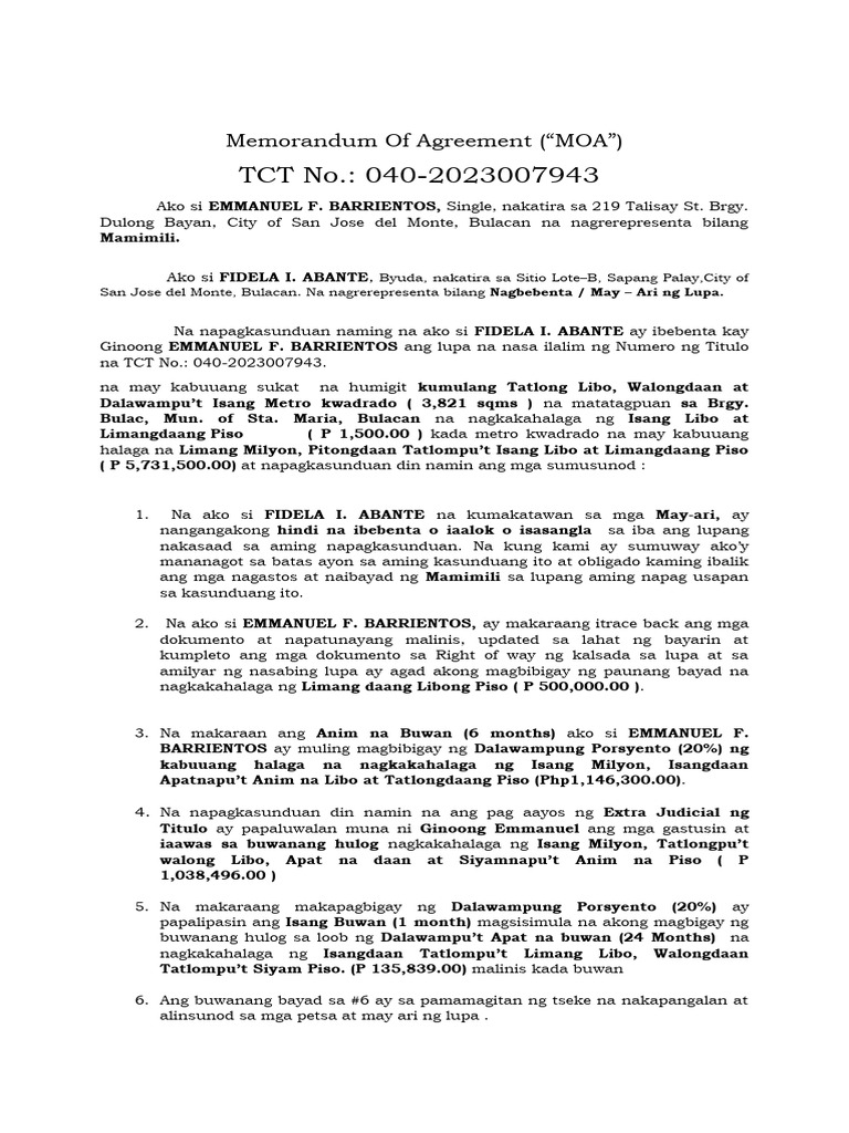 3.memorandum of Agreement Donasyon | PDF