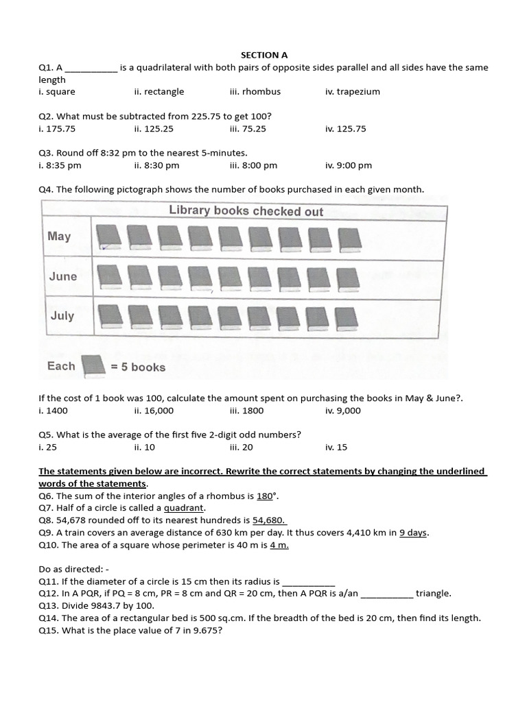 Maths Sample Pdf Rectangle Area