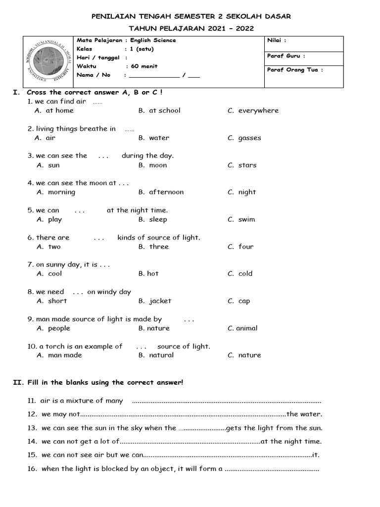 Pts English Scinece Sem 2 | PDF | Sky | Astronomy