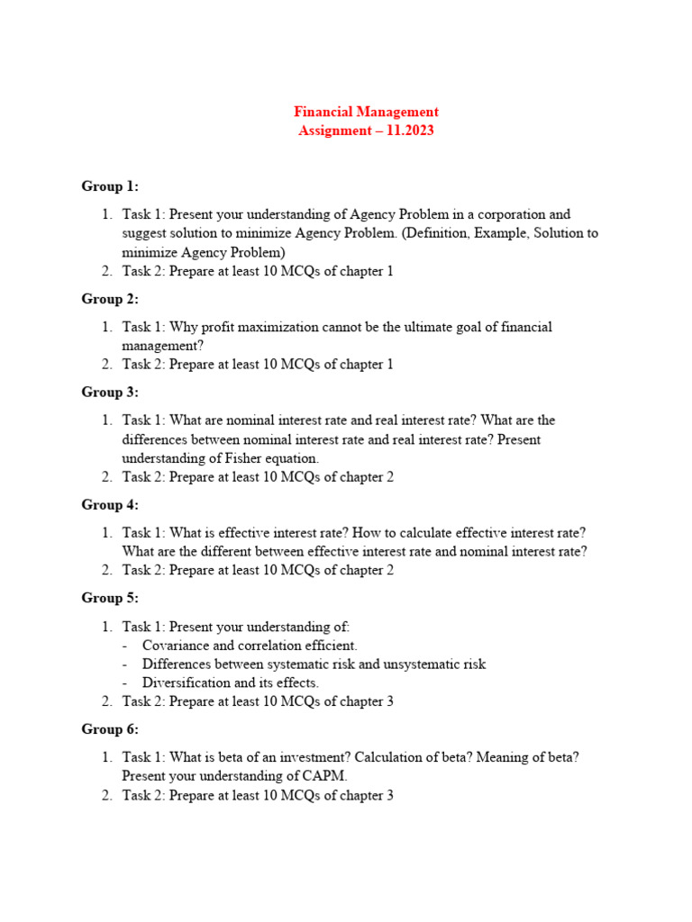 Financial Management Assignment | PDF | Beta (Finance) | Financial Services