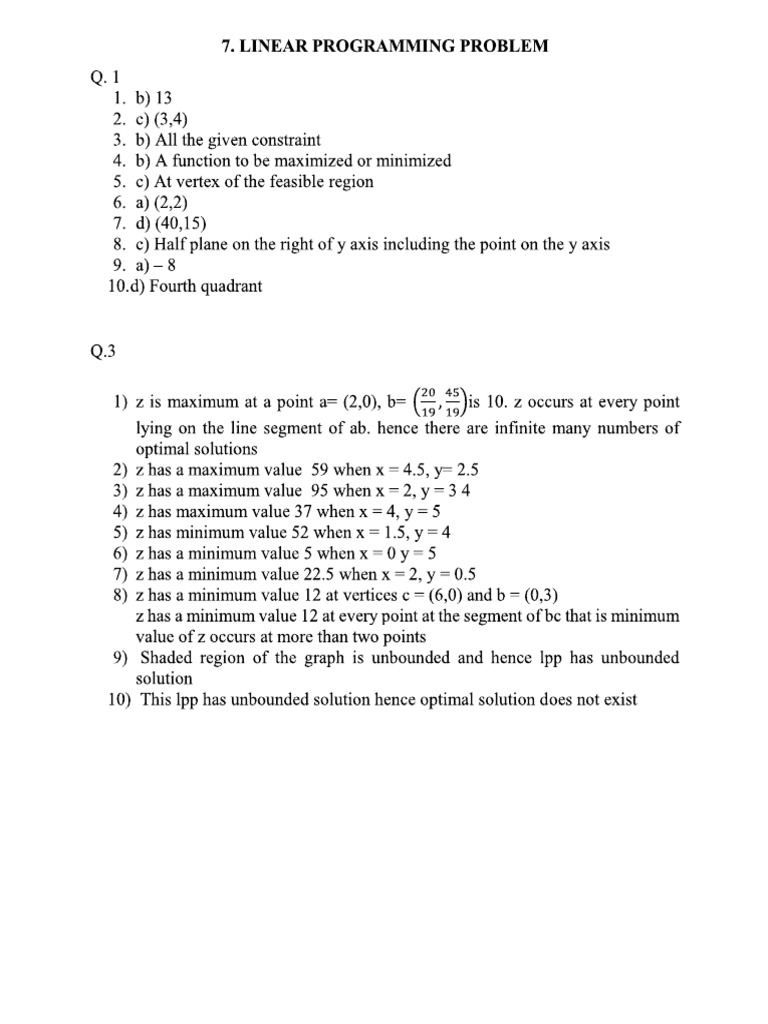 7.linear Programming Answer Bank | PDF