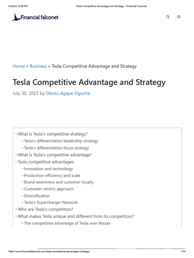 Tesla Competitive Advantage and Strategy - Financial Falconet | PDF ...