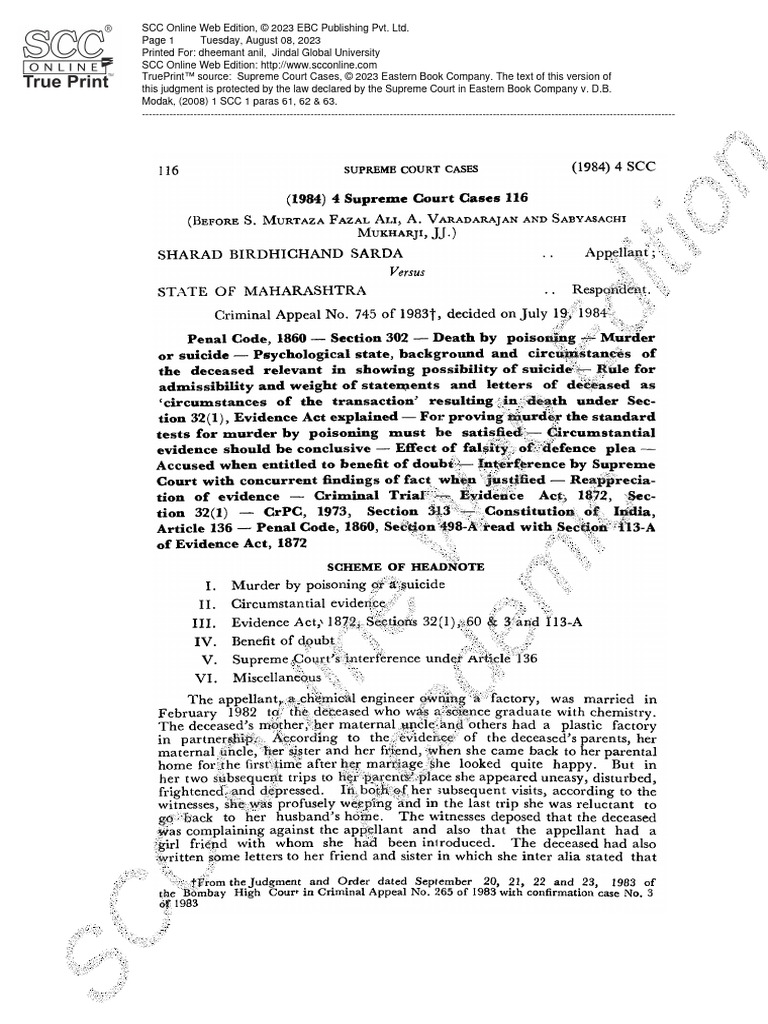 Modak Judgment Analysis: SCC 2008 | PDF | Supreme Courts | Social ...