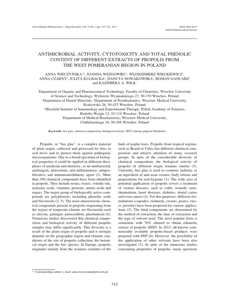 Antimicrobial Activity, Cytotoxicity and Total Phenolic Content of Different Extracts of ...