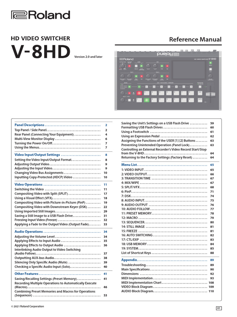 V-8HD Reference v2 Eng01 W | PDF | Usb | Hdmi