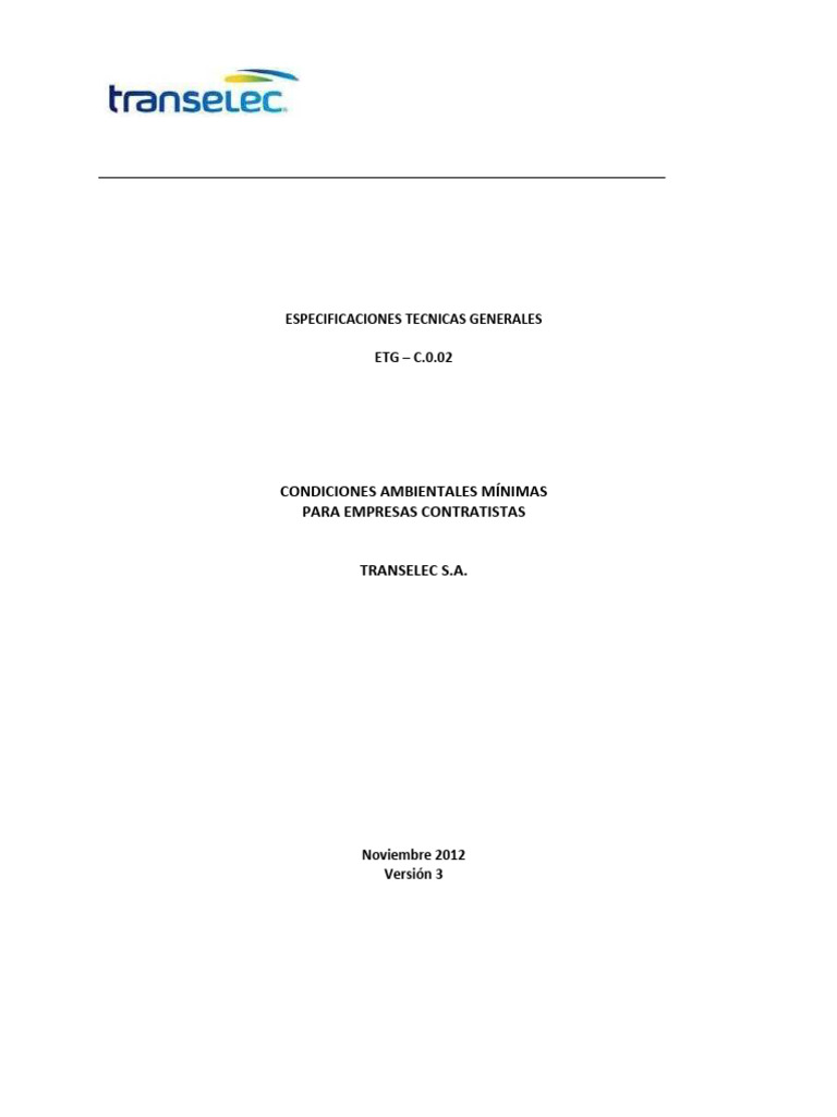 ETG-C002 Condiciones Ambientales Mínimas para Empresasa Contratistas ...