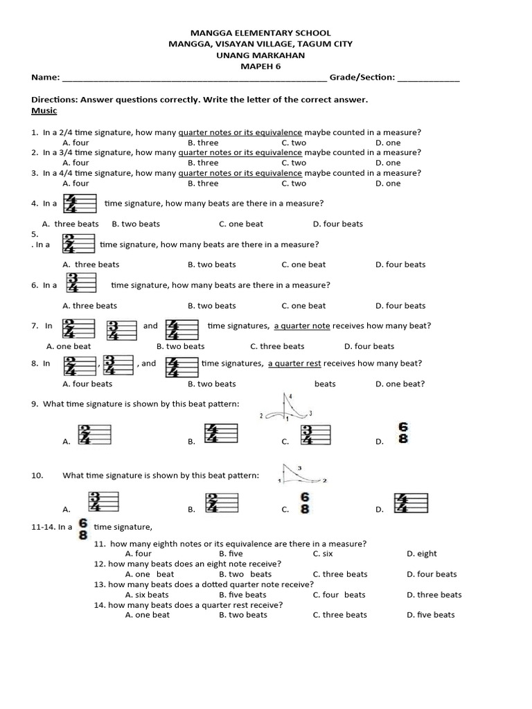 Mapeh 6 First Periodical Test | PDF | Design | Graphic Design