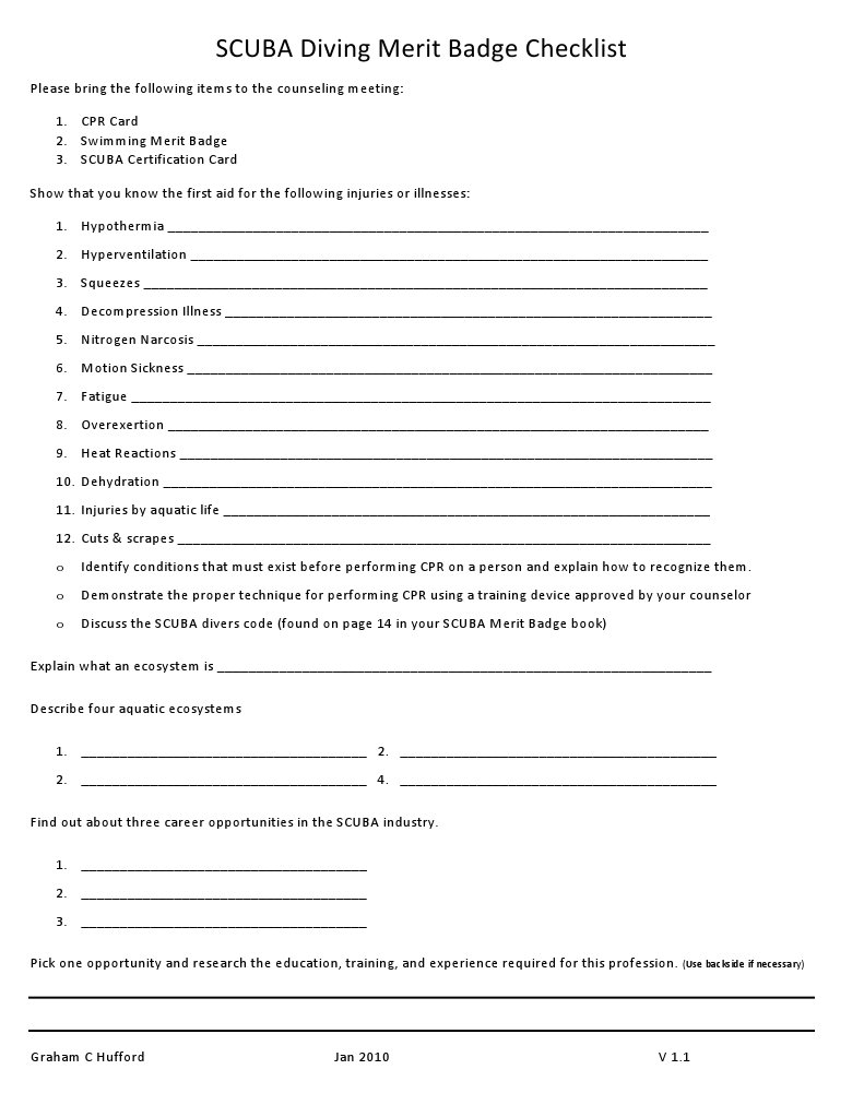Bsa Scuba Merit Badge v1.1 | PDF