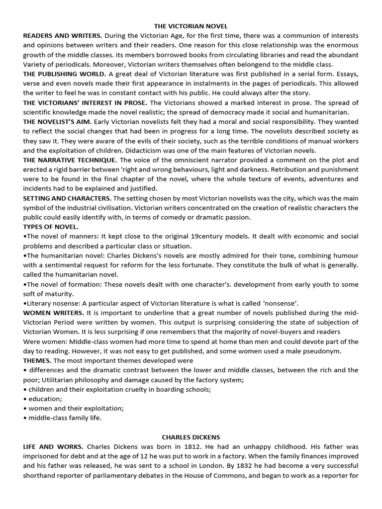 The Victorian Novel | PDF | Charles Dickens | Novels