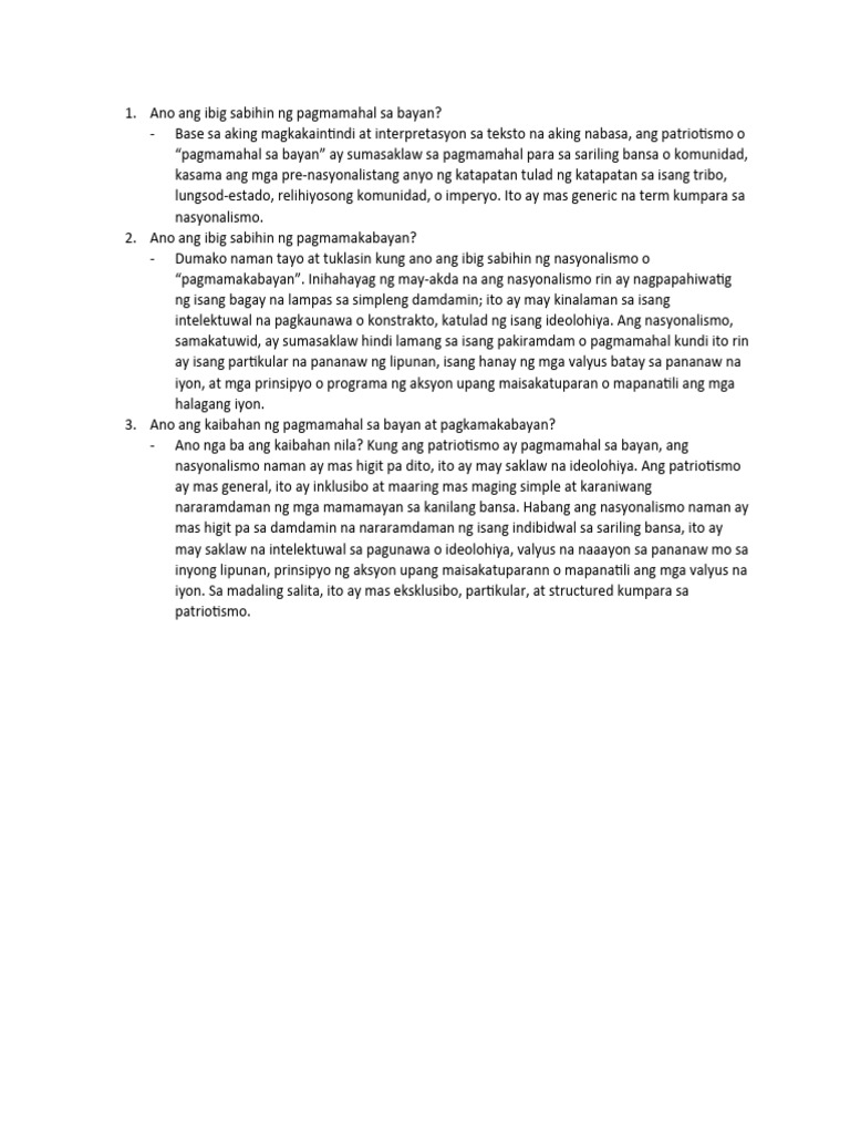 Ano nga ba ang Patriotismo at Nasyonalismo | PDF