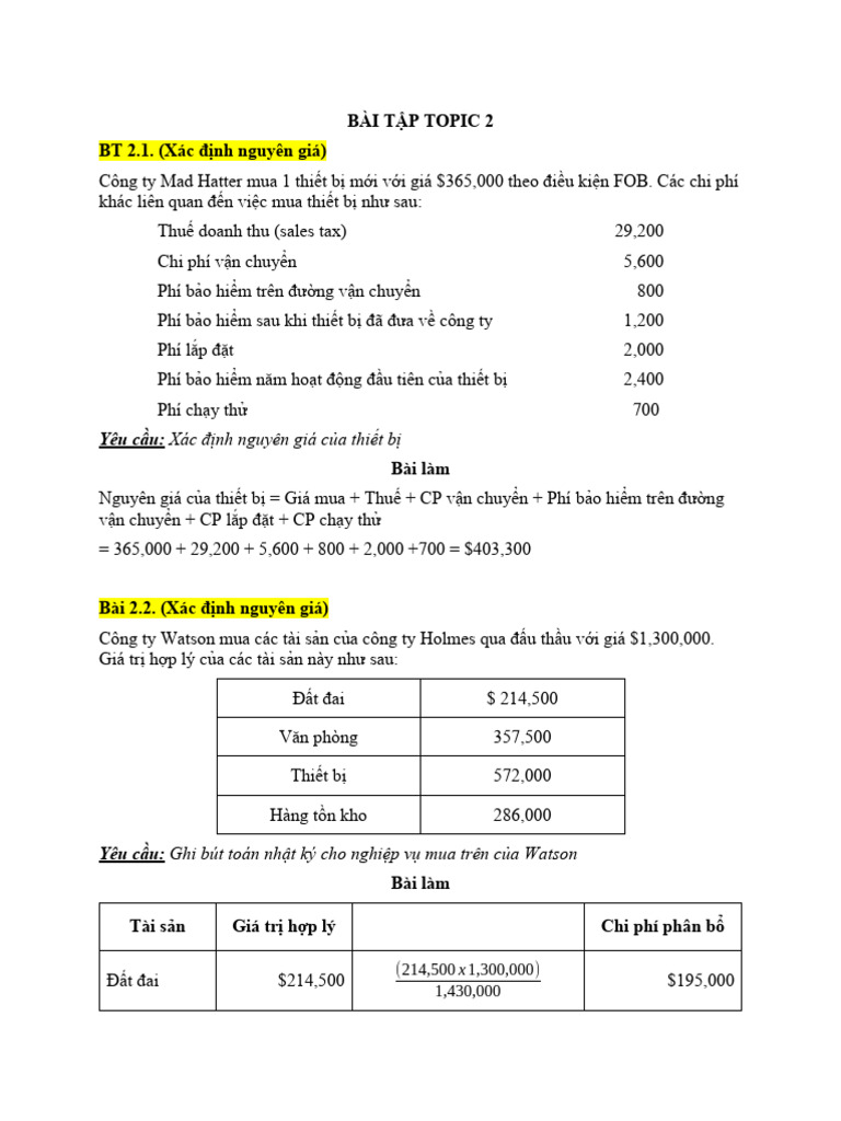 Bài Tập Topic 2 | PDF