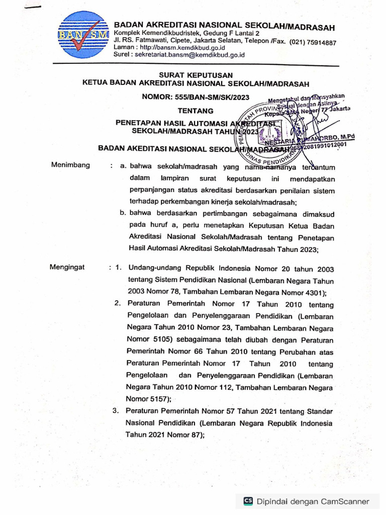 Akreditasi SMAN 77 JAKARTA | PDF