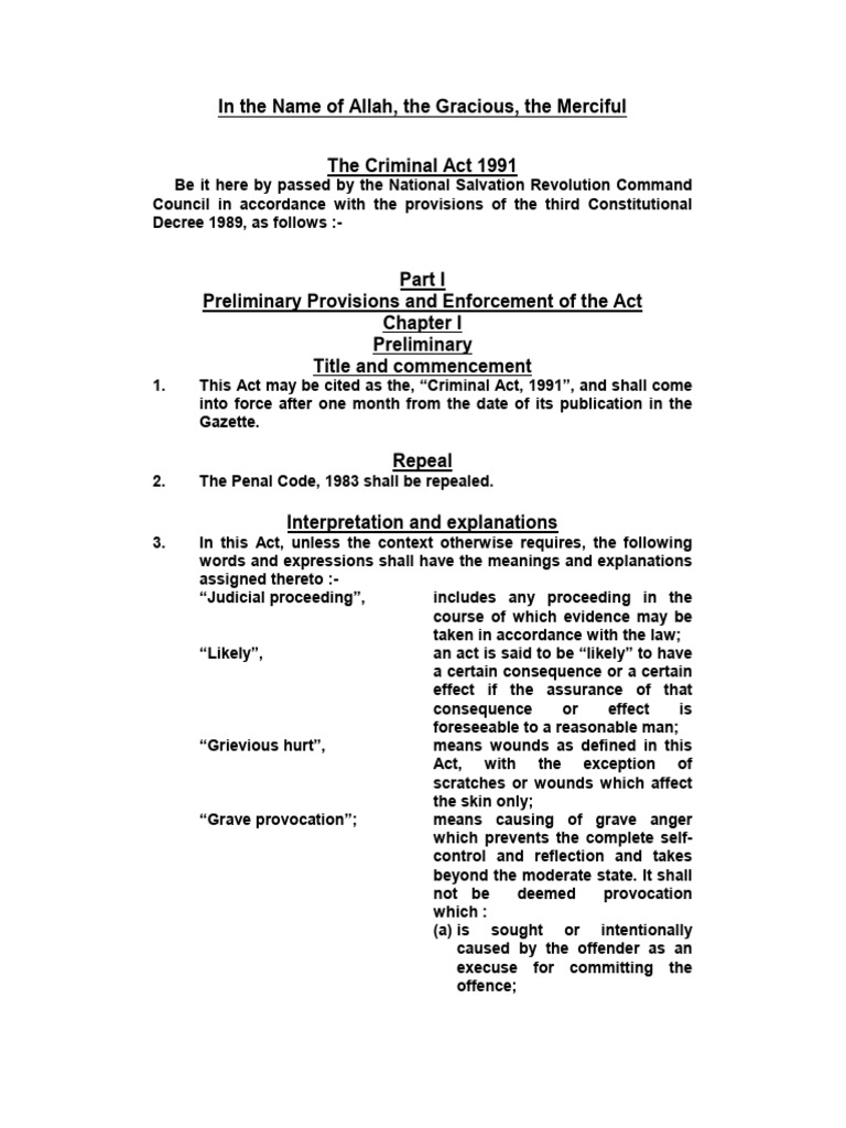 Criminal Act 1991 English | PDF | Fine (Penalty) | Crimes