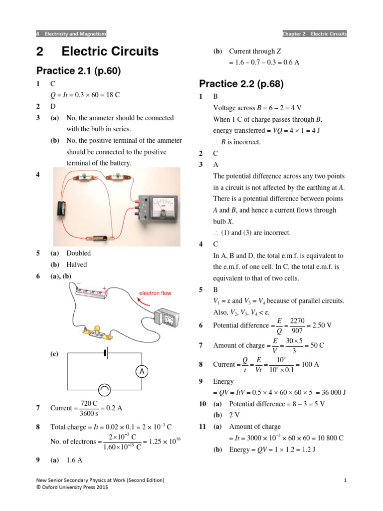 CH 2 Electric Circuits Textbook Suggested Answers | PDF | Electrical ...