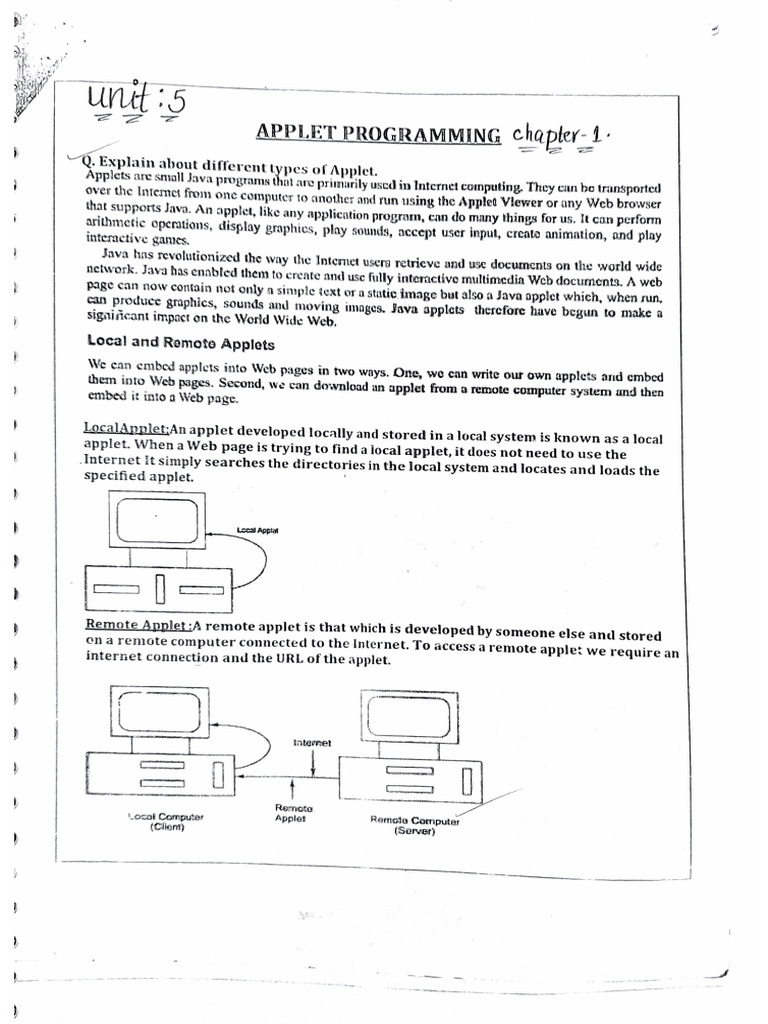UNIT - 5 APPLET PROGRAMMING Chapter - 1 (AND) JAVA Data Base Connectivity Chepter-2 | PDF