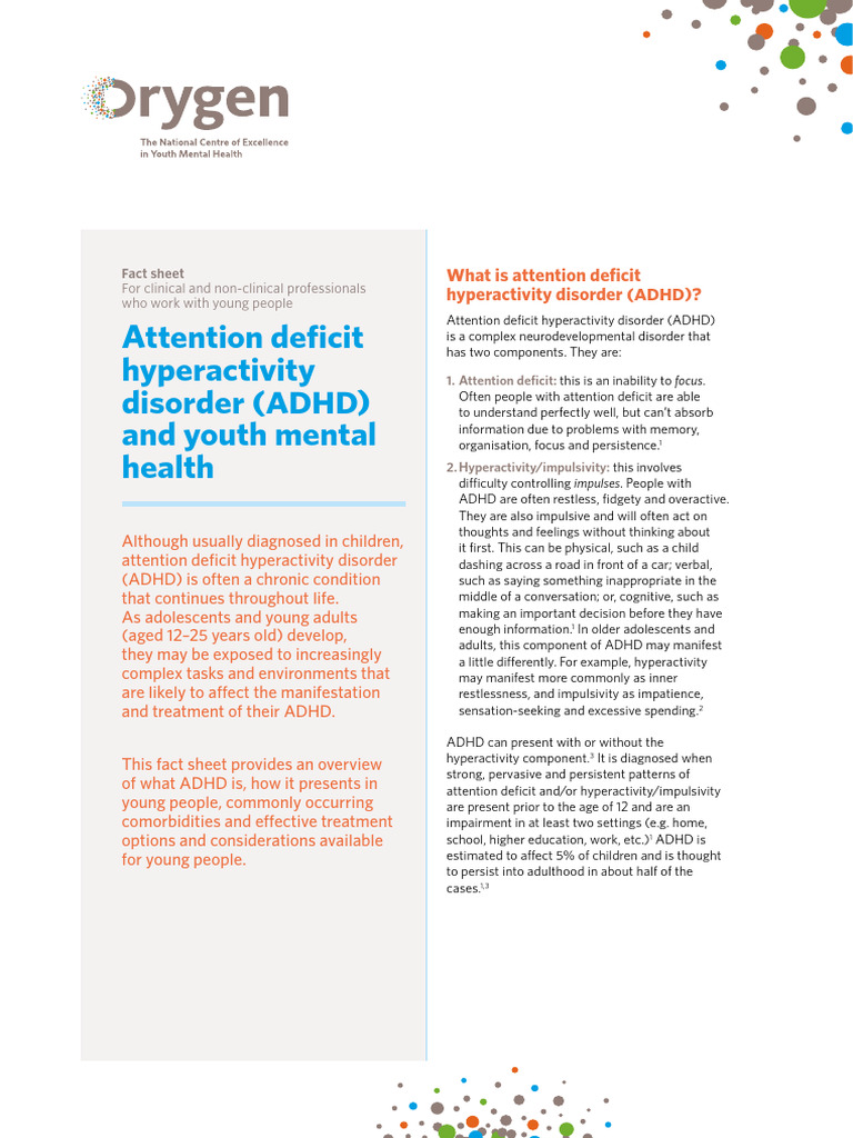 ADHD Fact Sheet | PDF | Attention Deficit Hyperactivity Disorder | Mental Disorder