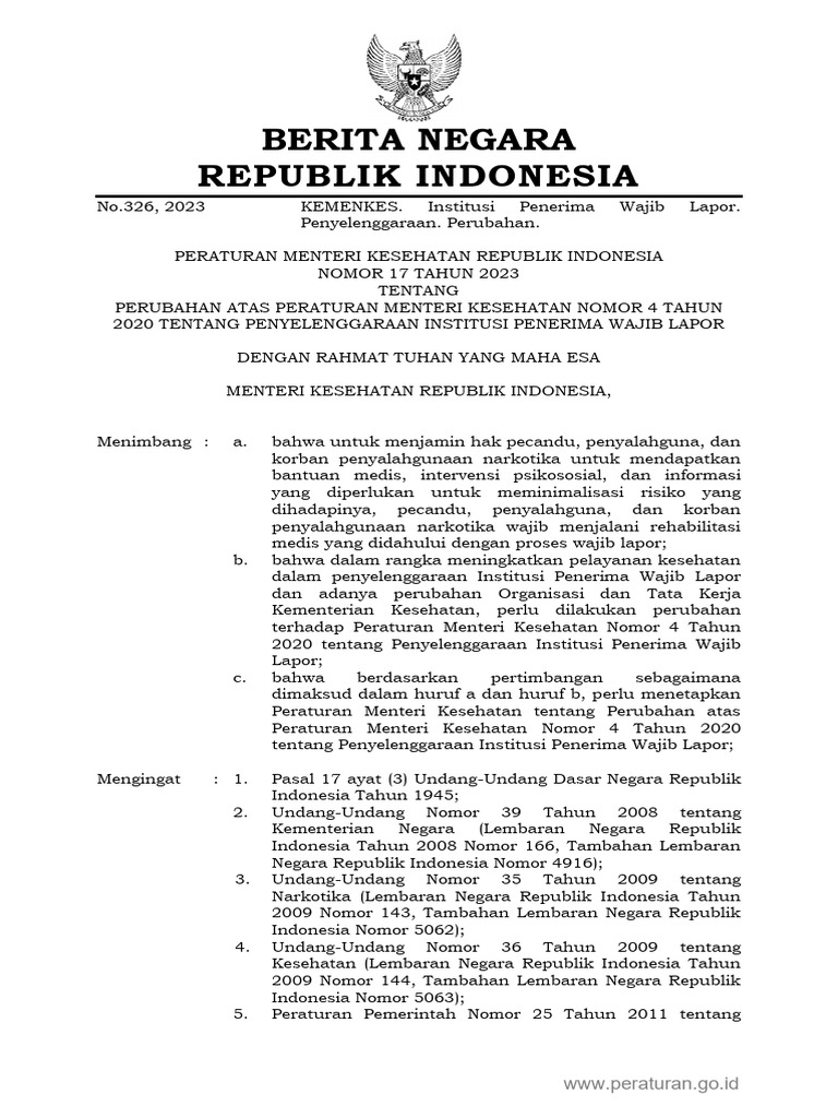 Permenkes No 17 Tahun 2023 | PDF