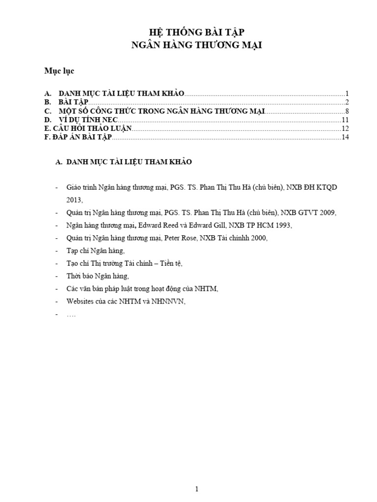 Bài tập NHTM 1 | PDF