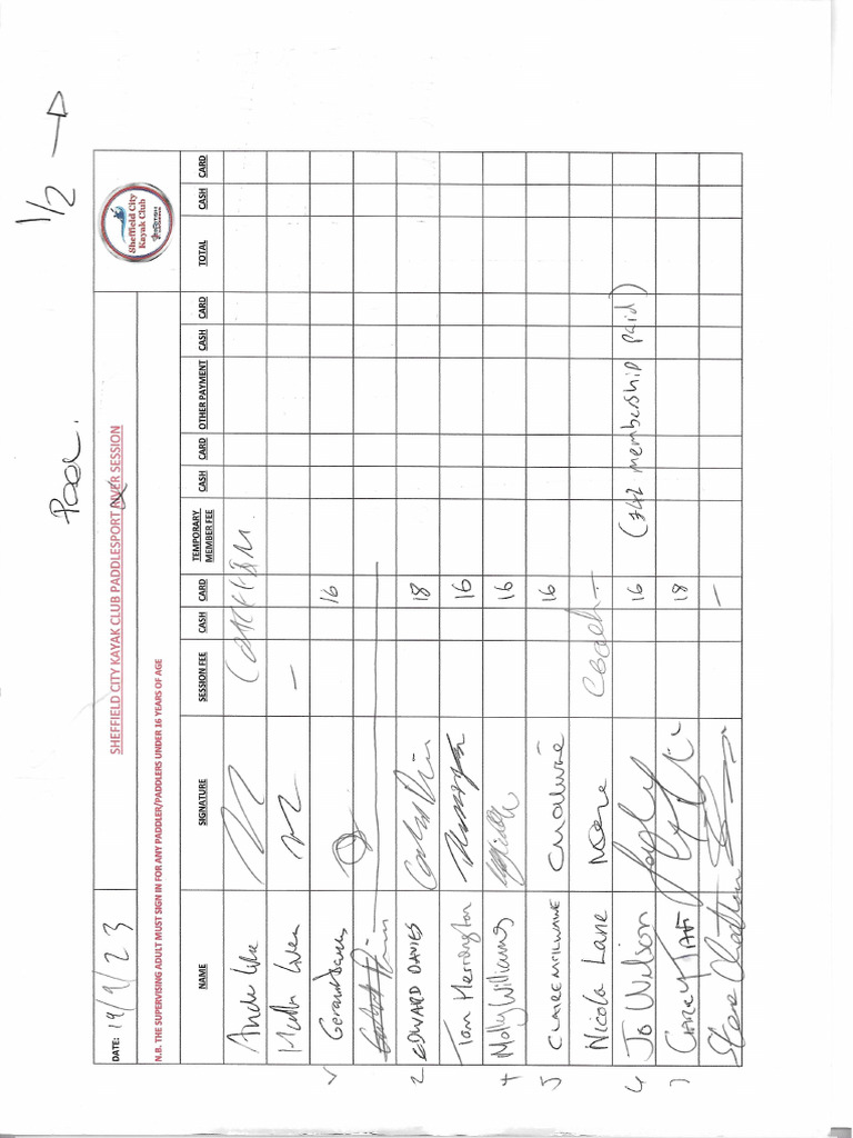 Signing in Sheet 20230919 P1 | PDF