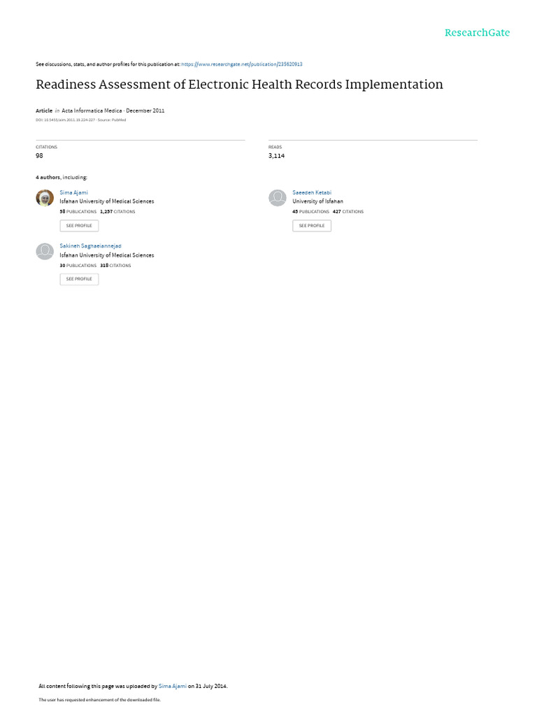 7 Readiness | PDF | Electronic Health Record | Health Informatics