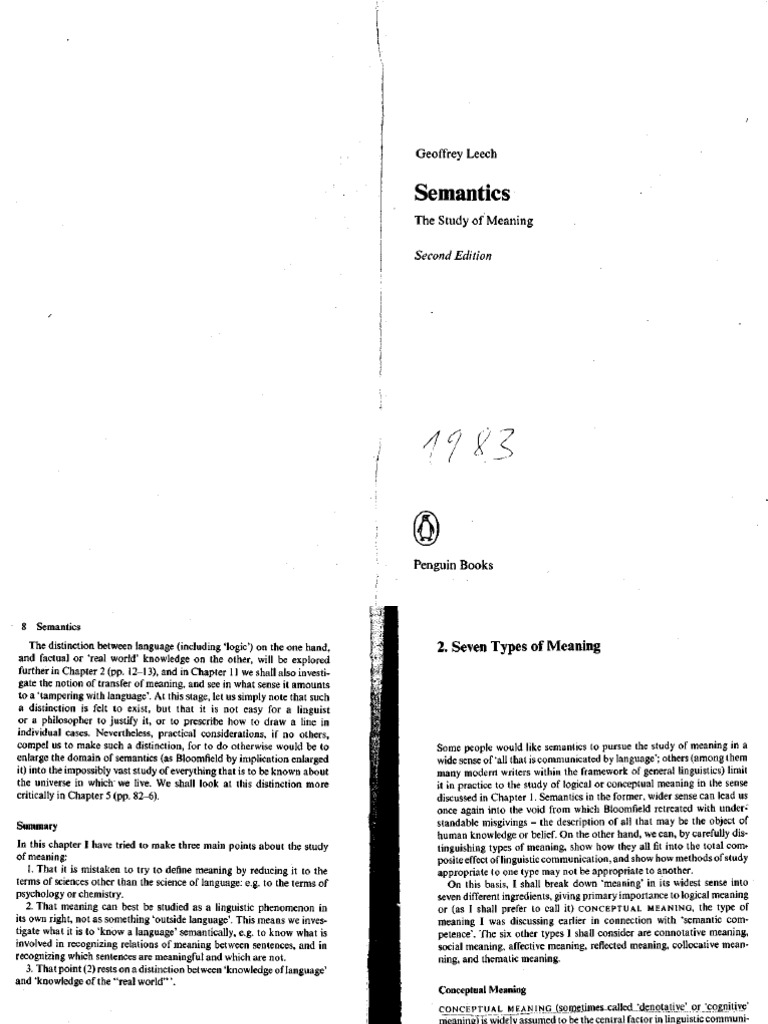 Geoffrey Leech - Seven Types of Meaning | PDF