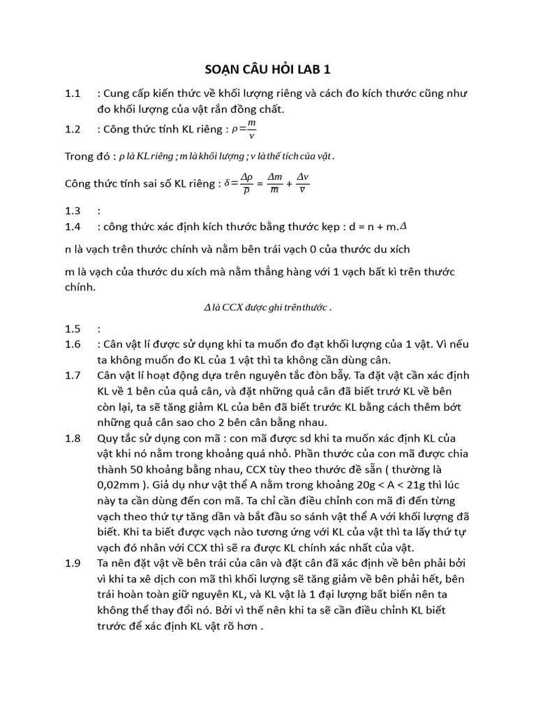 SOẠN CÂU HỎI LAB 1 | PDF