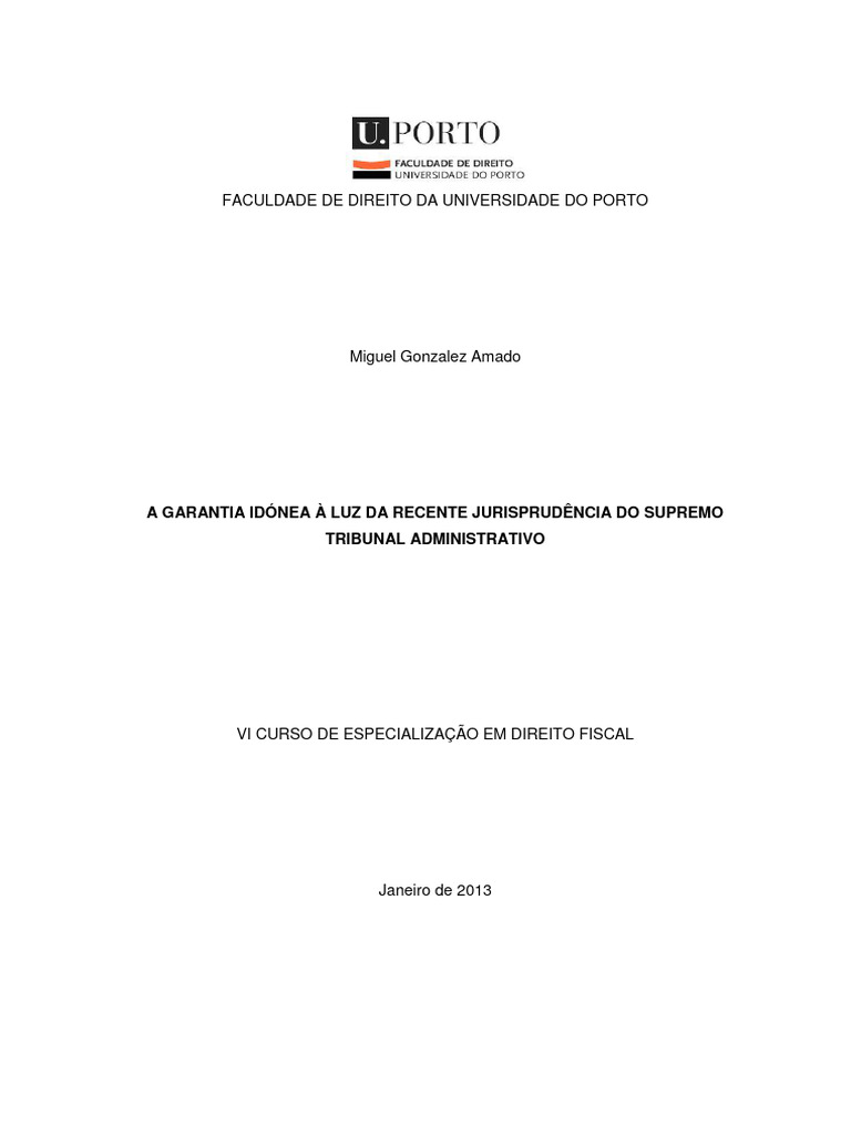 Garantia Idónea e Jurisprudência do STA | PDF | Crédito | Finanças e ...