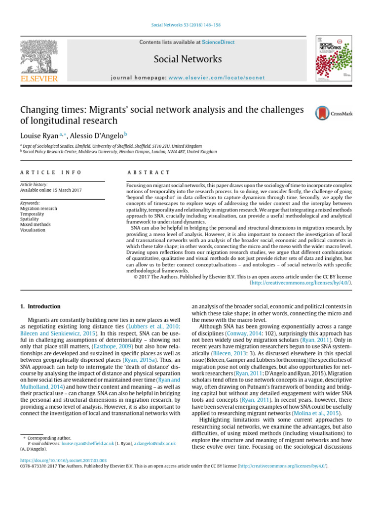 Ryan and D'Angelo Changing Times: Migrants' Social Network Analysis and ...