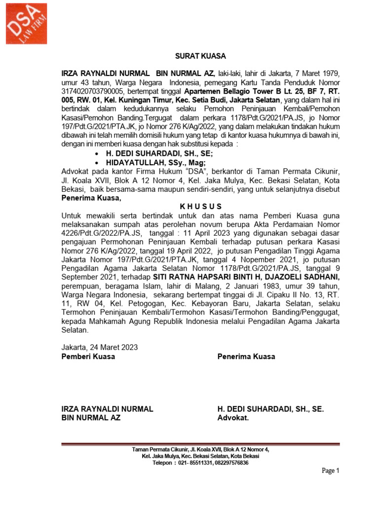 Surat Kuasa PK | PDF