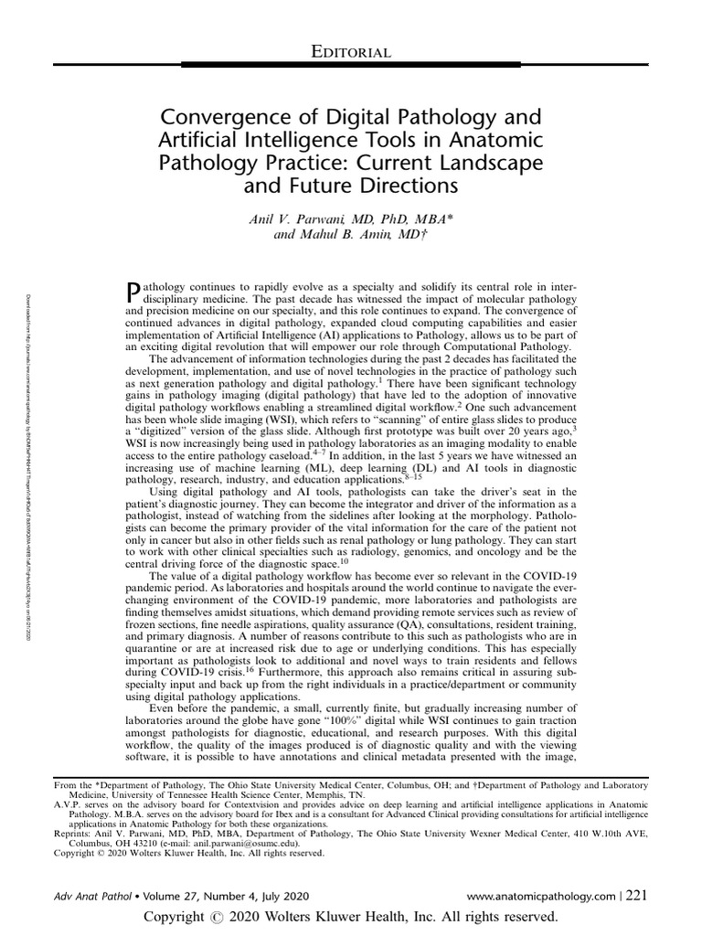 Digital Pathology and AI in Anatomic Practice | PDF | Pathology | Medical Diagnosis