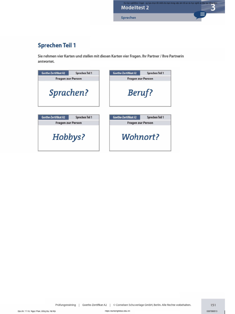 Sprechen Teil 1,3 - A2 | PDF