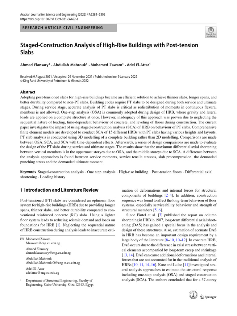 Staged-Construction Analysis of High-Rise Buildings With Post-Tension ...
