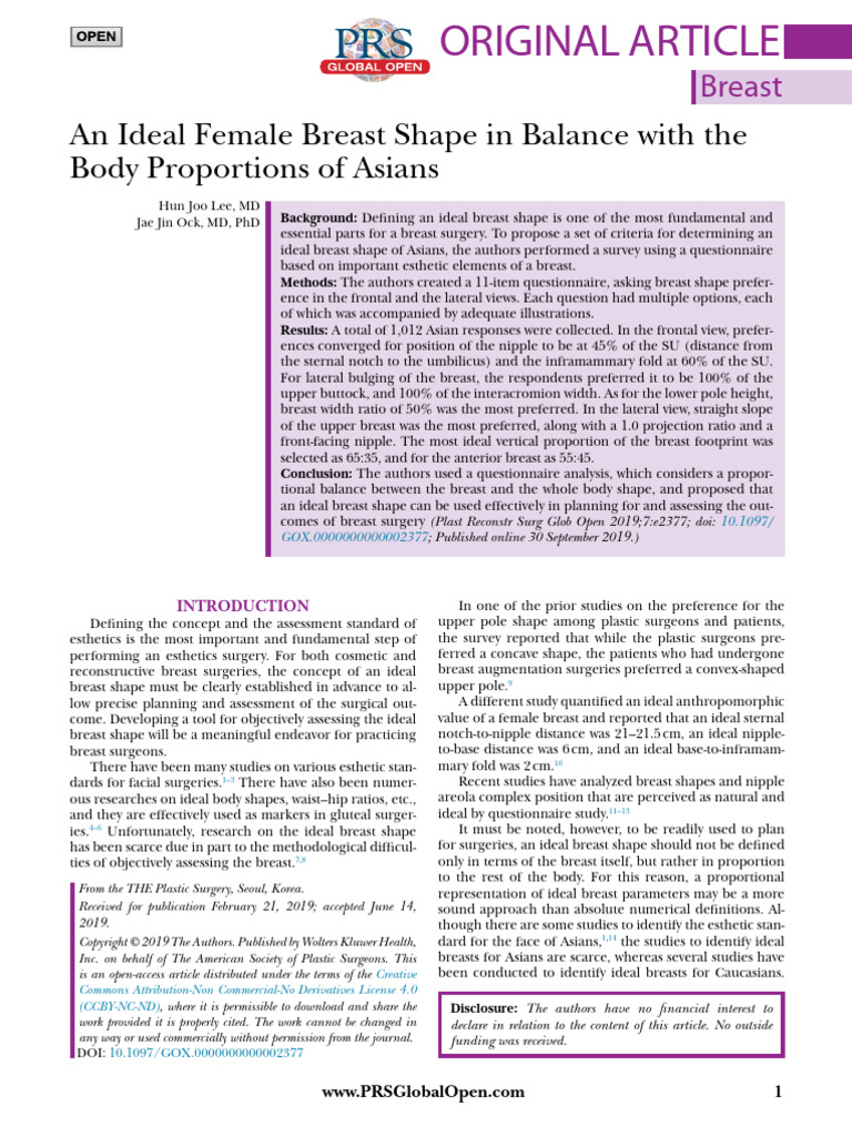 An Ideal Female Breast Shape in Balance With The B | PDF | Surgery | Breast