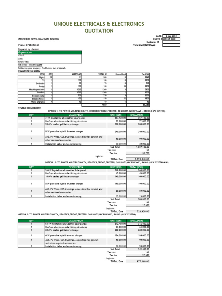 Solar PV Hybrid System Proposal Unique Electronics 2024 Feb | PDF ...