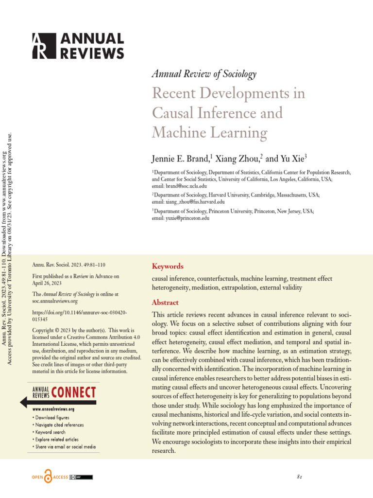 Recent Developments in Causal Inference and Machine Learning | PDF